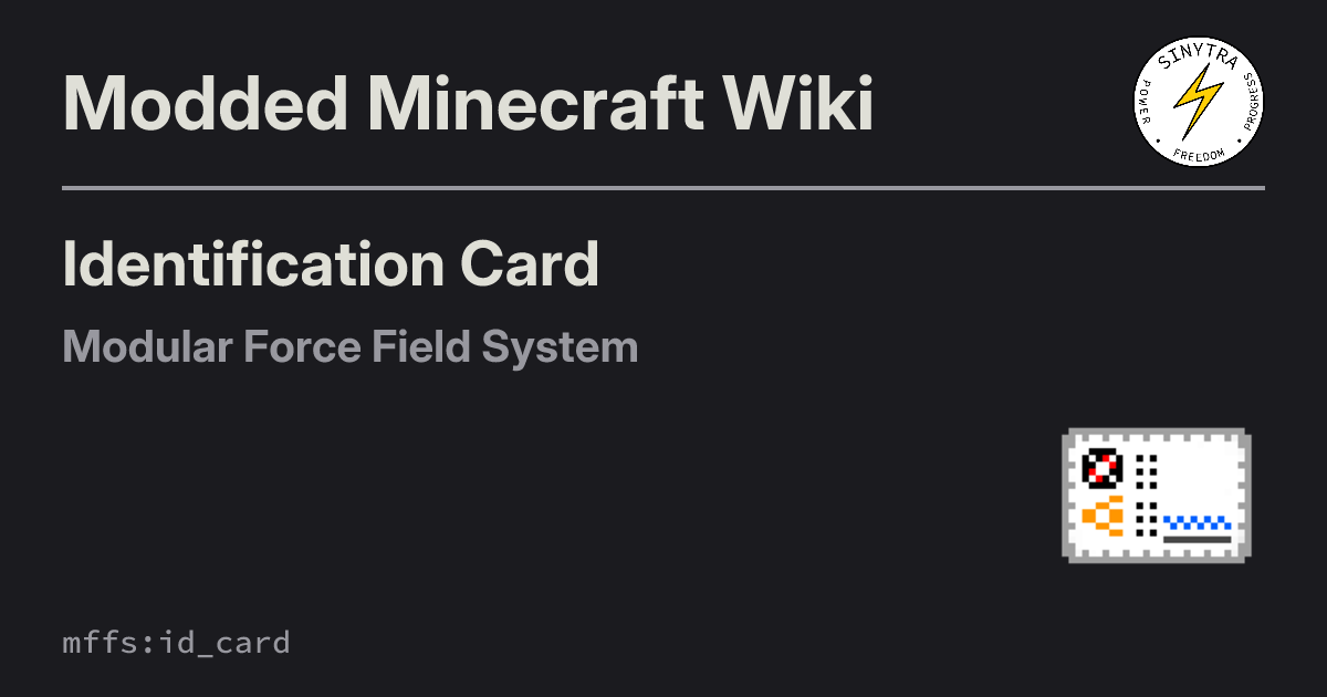 Identification Card - Modular Force Field System