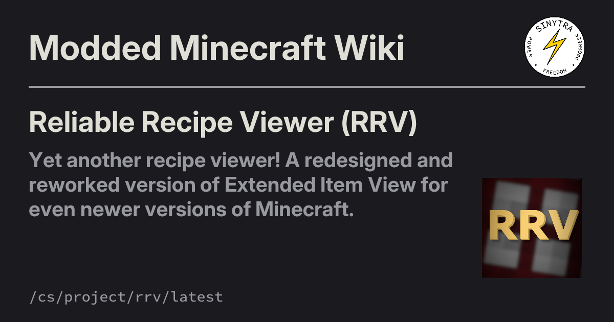 Reliable Recipe Viewer (RRV) - Modded Minecraft Wiki