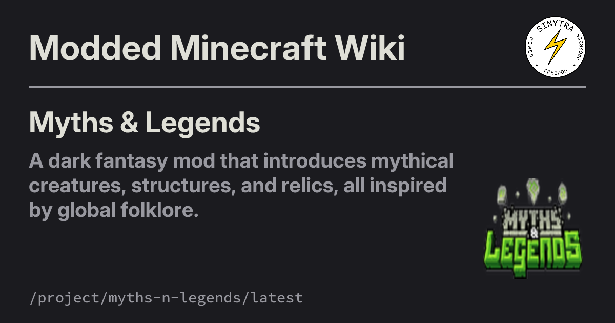 Myths & Legends - Modded Minecraft Wiki