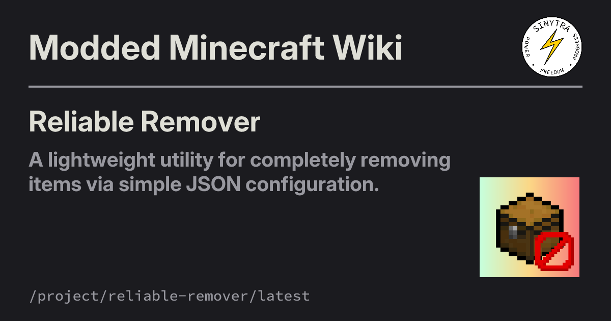 Reliable Remover - Modded Minecraft Wiki