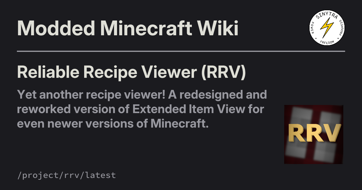 Reliable Recipe Viewer (RRV) - Modded Minecraft Wiki