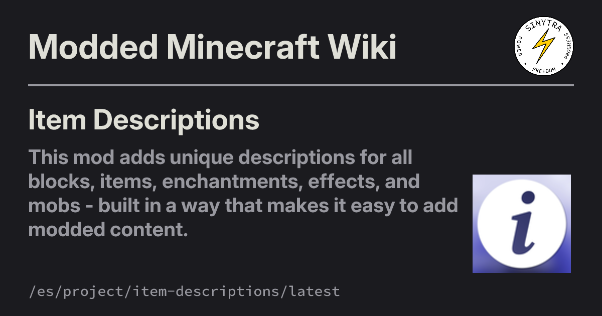 Item Descriptions - Modded Minecraft Wiki