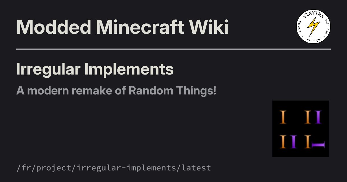 Irregular Implements - Modded Minecraft Wiki